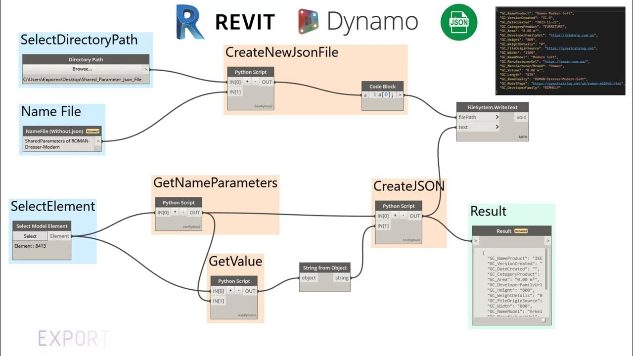 07 Revit Dynamo. Export Shared Parameters To JSON - YouTube