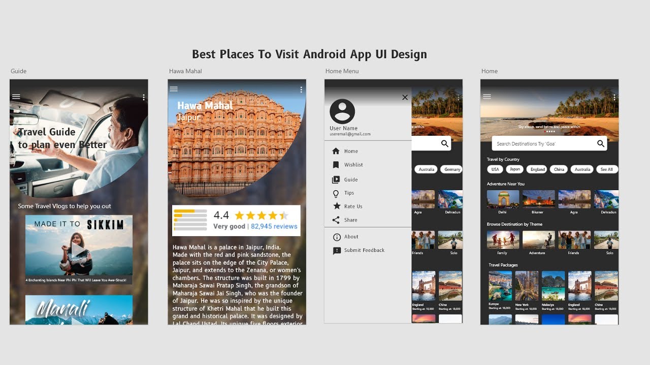 Best Places To Travel Android App UI Design | Android Tutorial - YouTube