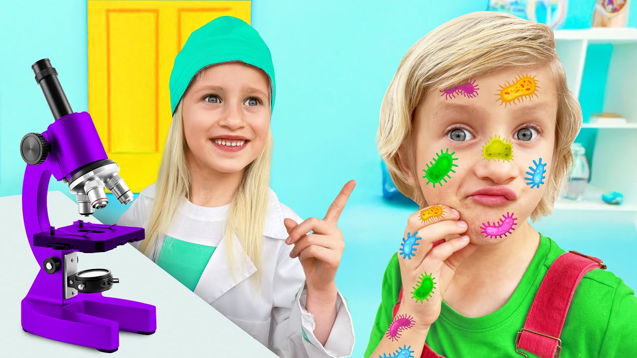 Katya and Dima Get Sticker Pox - YouTube