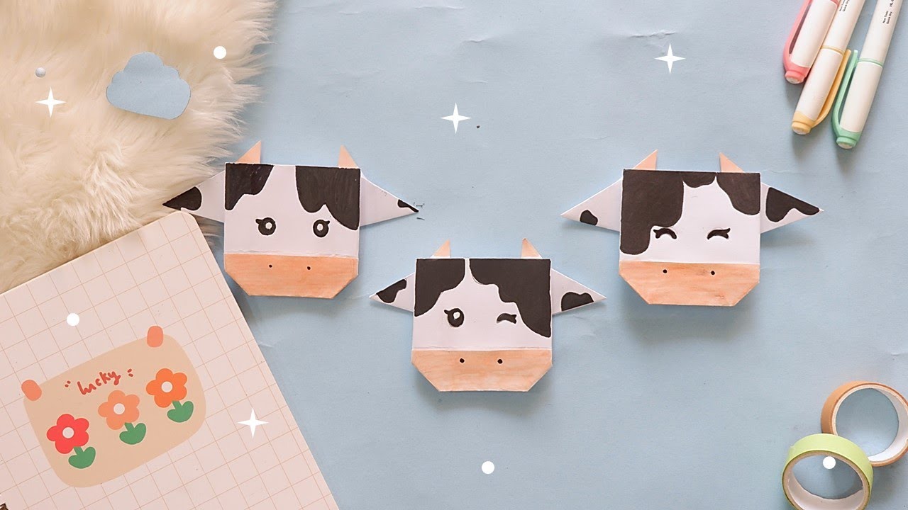 Origami cow face | Cute Animal Origami - YouTube