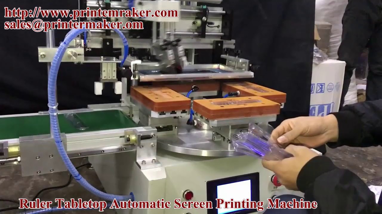 ruler tabletop automatic screen printing machine - YouTube