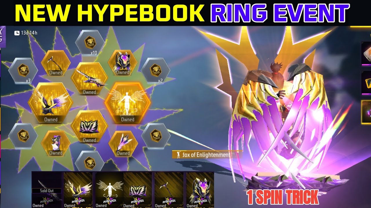 FREEFIRE HYPERBOOK RING EVENT | PARADOX RING EVENT SPIN | NEW RING ...