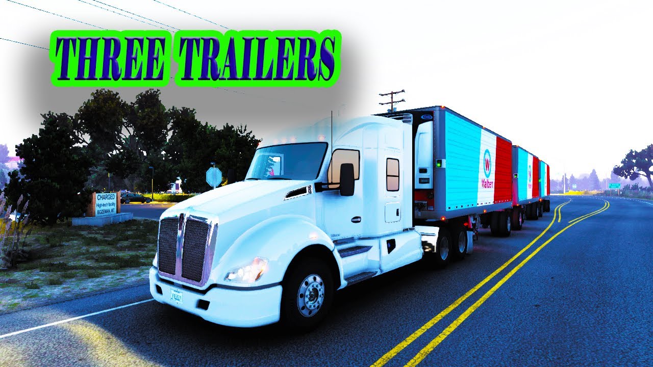Kenworth T680 three trailers 66 000 lb ATS Kenworth T680 tres remolques 66 000 lb - YouTube