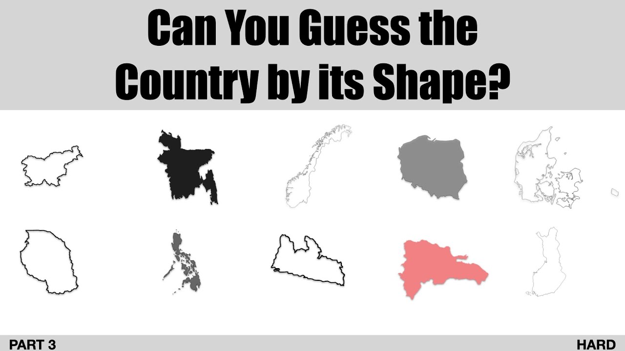 Map Shape Quiz | Hard | Guess the Country | Part 3/3 | Multiple Choice ...