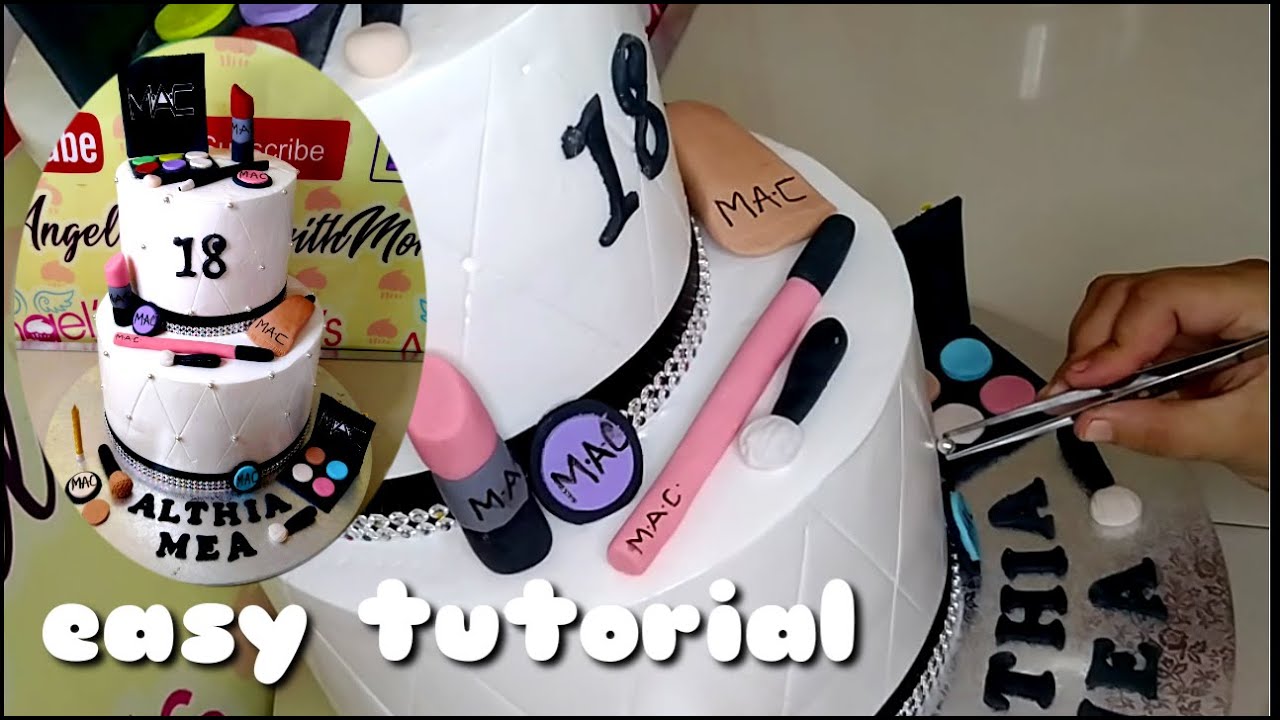 Makeup cosmetics cake || easy tutorial || boiled icing - YouTube