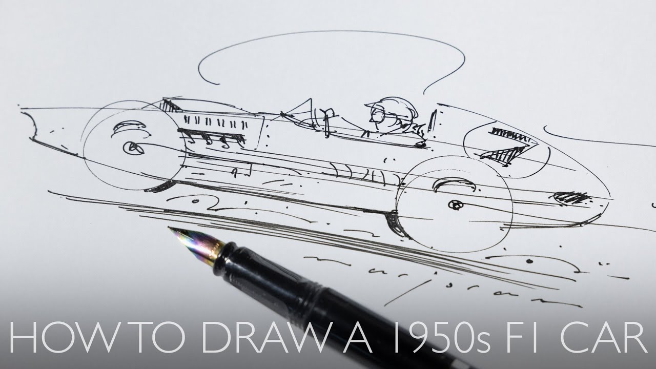 How to draw a 1950s Formula One car in just a few minutes - easy to ...
