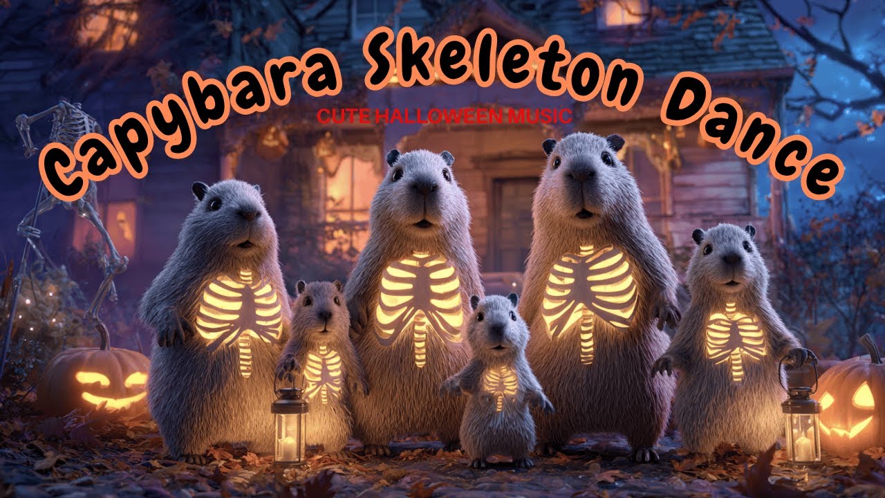 Capybara Skeleton Dance 💀🎃 | Cute Halloween Music | Cozy Spooky Vibes ...