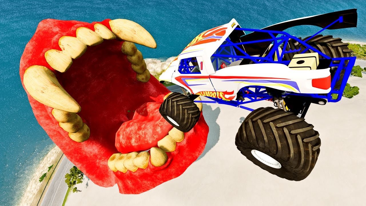 Mega Ramp with BeamNG Drive Cars Jumps and Crashes - Long Distance ...