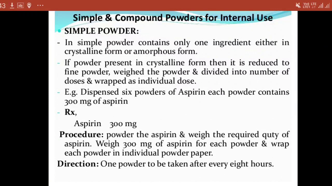Powders- simple and compound powders - YouTube