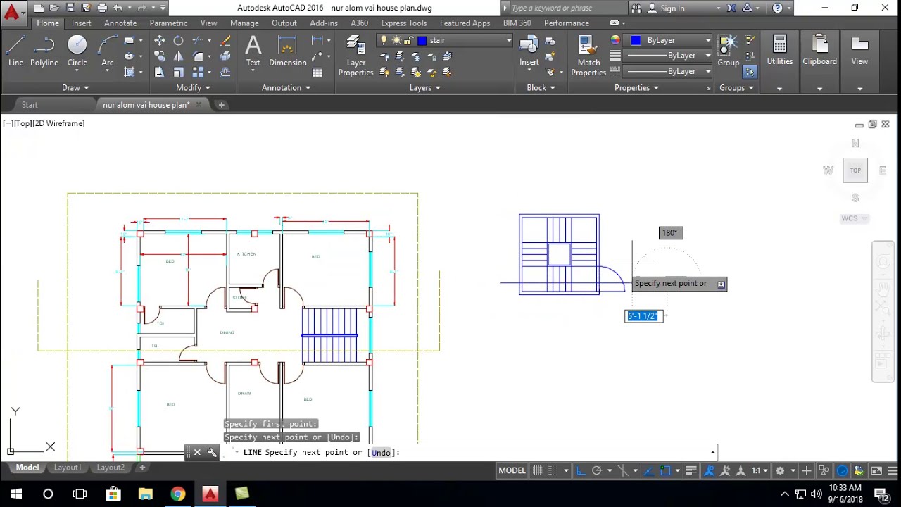 How to Draw a Section of a Stair in Autocad - YouTube