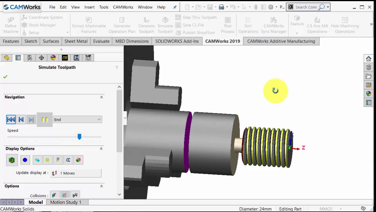 Camworks threading feature for lathes - YouTube