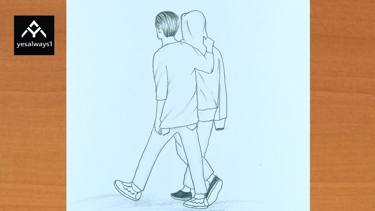 How to draw boy backside drawing | best friends Drawing | Easy BFF ...