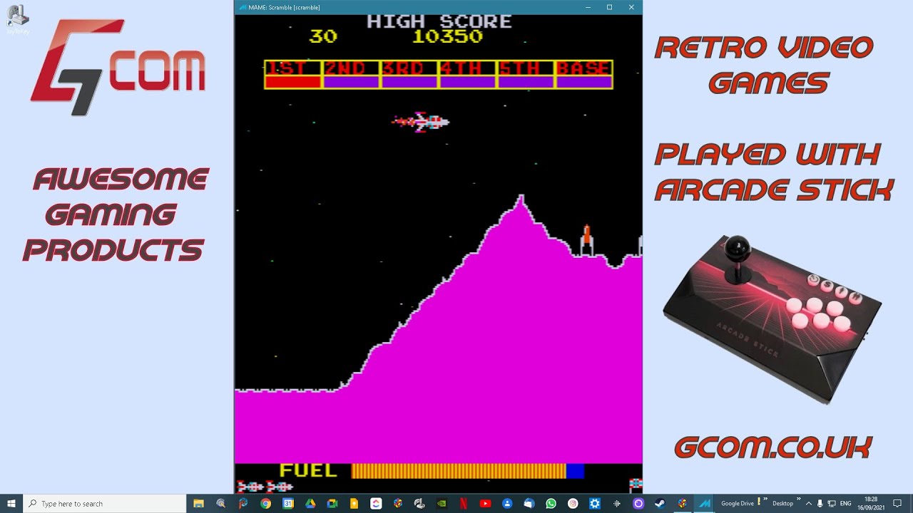 Scramble Arcade Game 1980s Retro Arcade - Played on a GCOM Arcade Stick ...