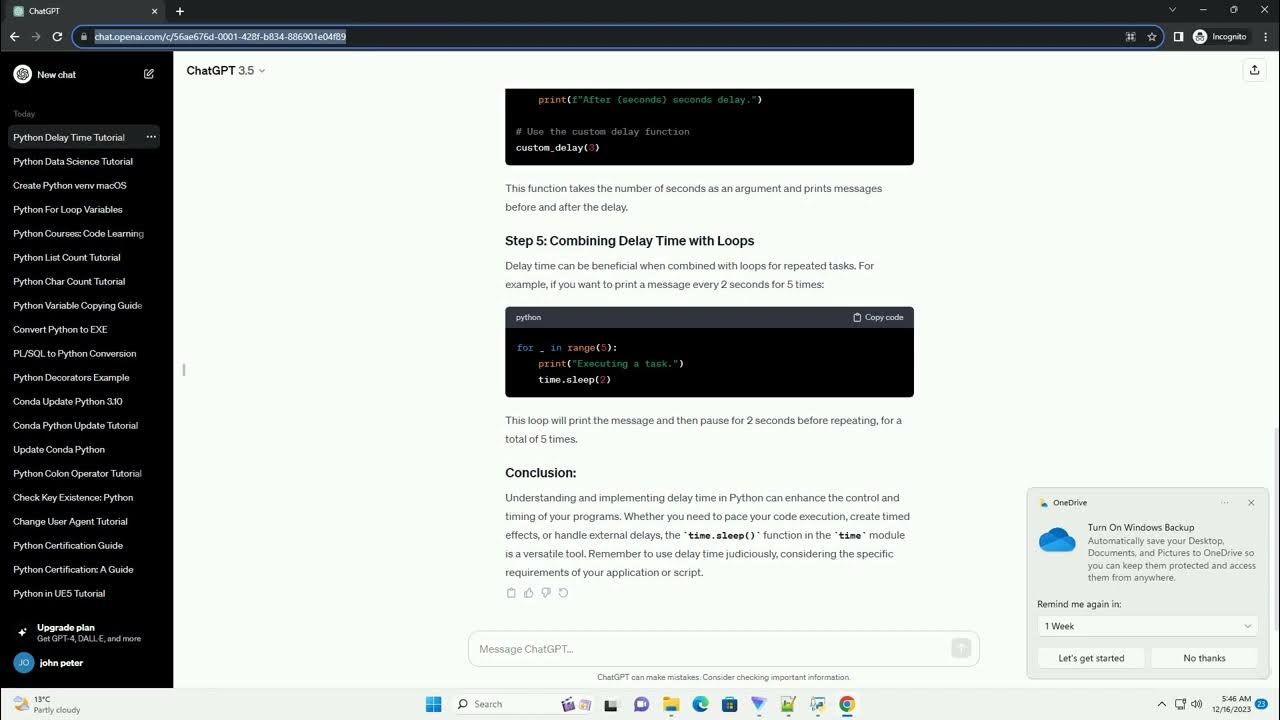 delay time in python - YouTube