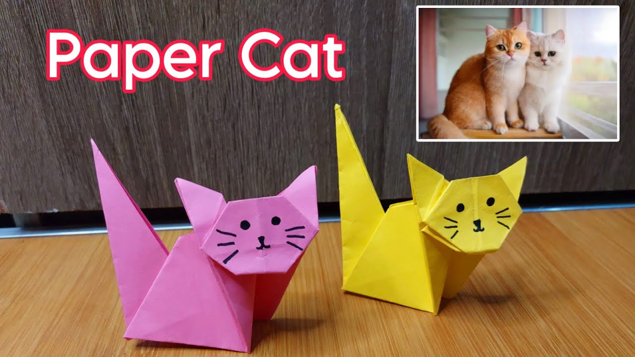 how to make cute origami cats | make a cat by folding paper - YouTube