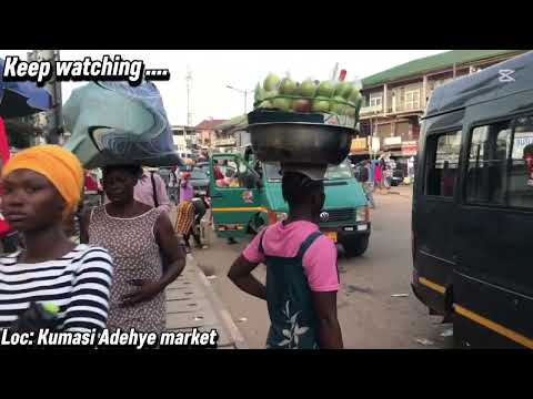 Rural African Street Walking Tour | 4K Walking Tour in Kumasi Adehye Market #4kstreetwalk