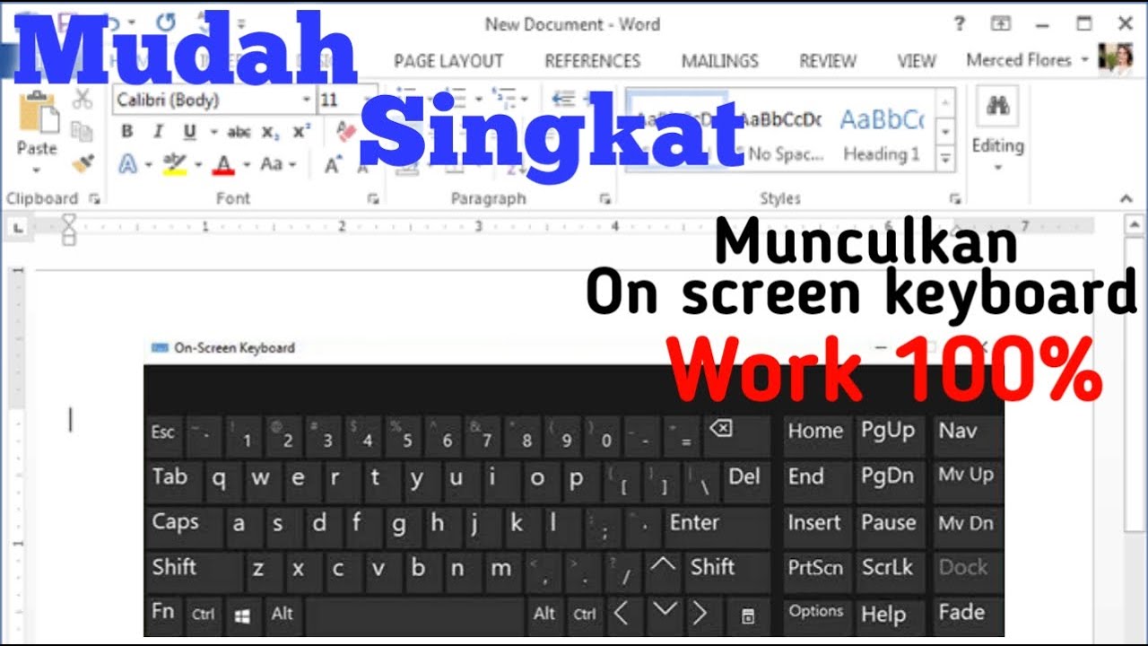 Cara menampilkan keyboard di layar pada laptop maupun PC || on screen ...