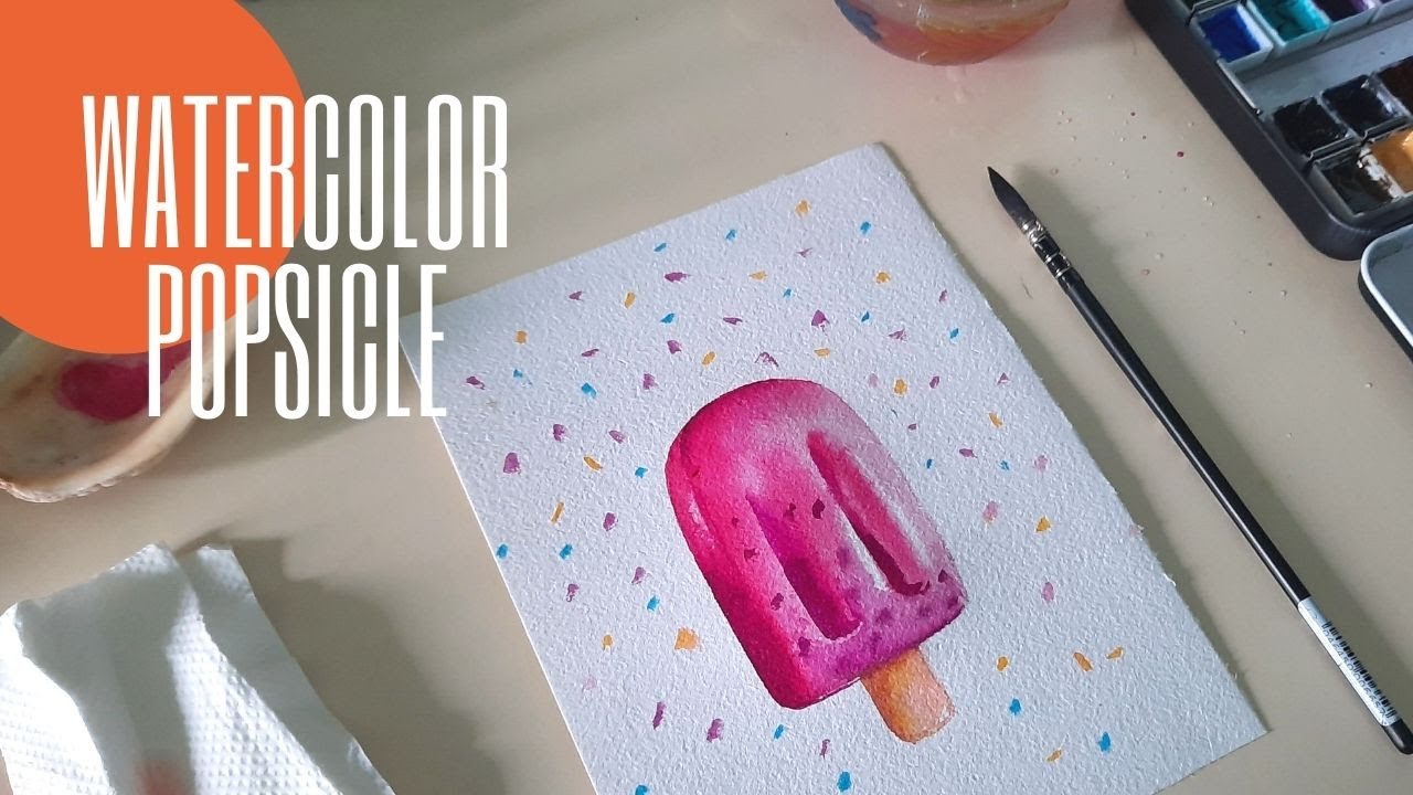 WATERCOLOR PAINTING FOR BEGINNERS-11/How to paint POPSICLE with ...