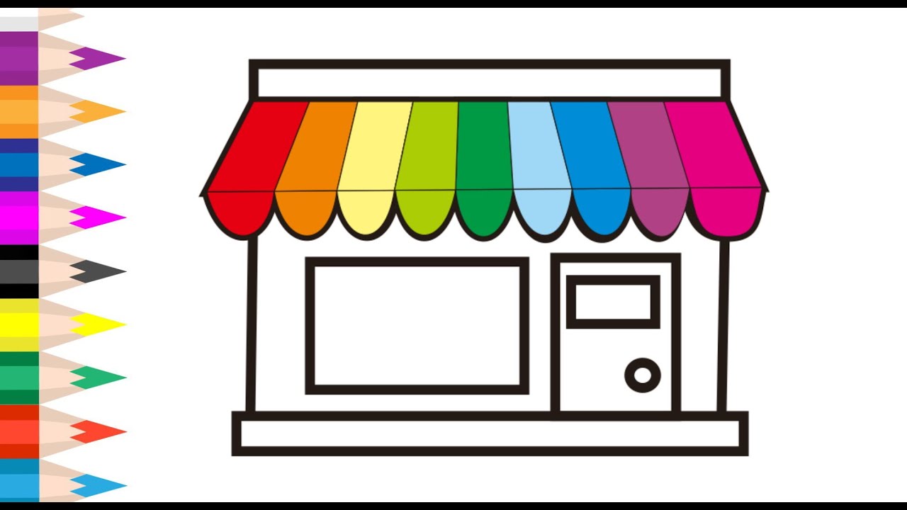 Grocery drawing and coloring | how to drawing toy store | drawing easy ...