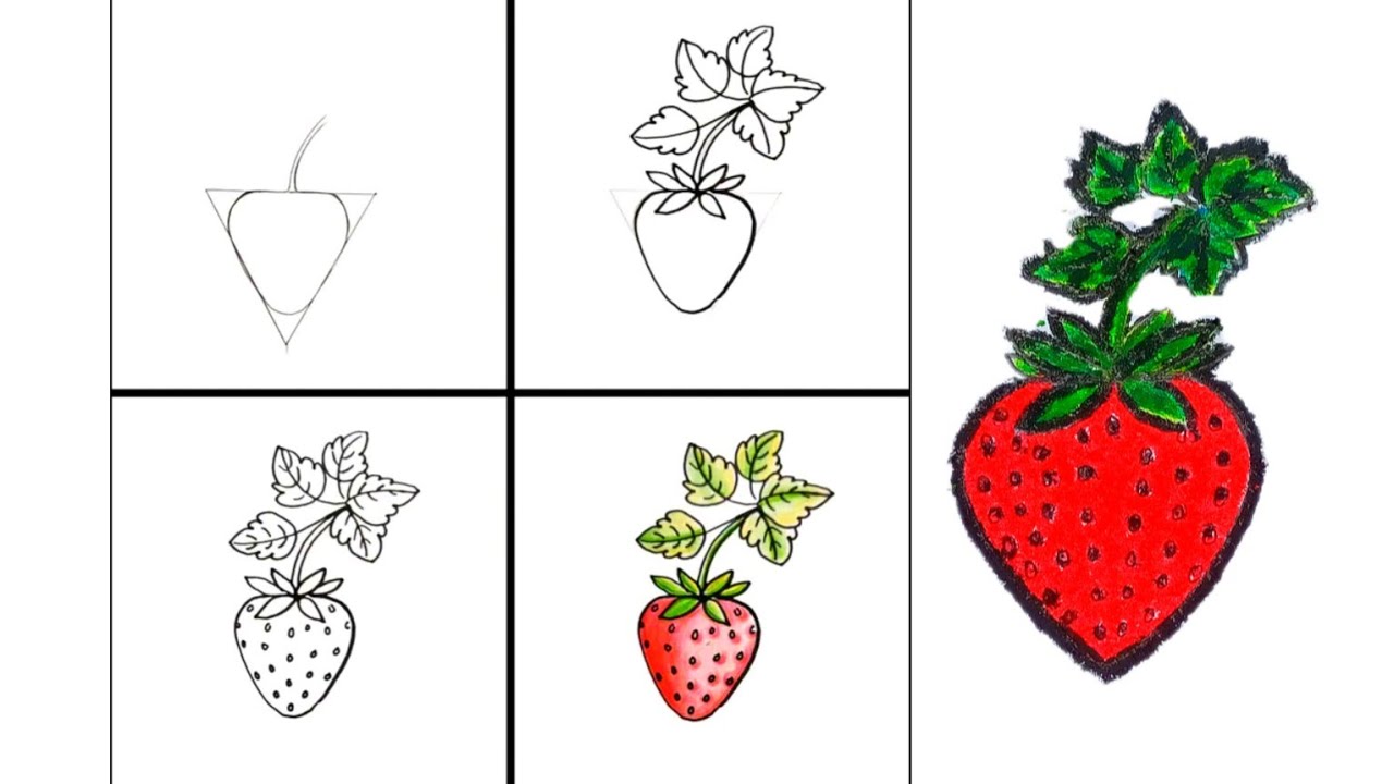 How to Draw a Straberry Step by Step🍓 | Easy Strawberry Drawing for ...