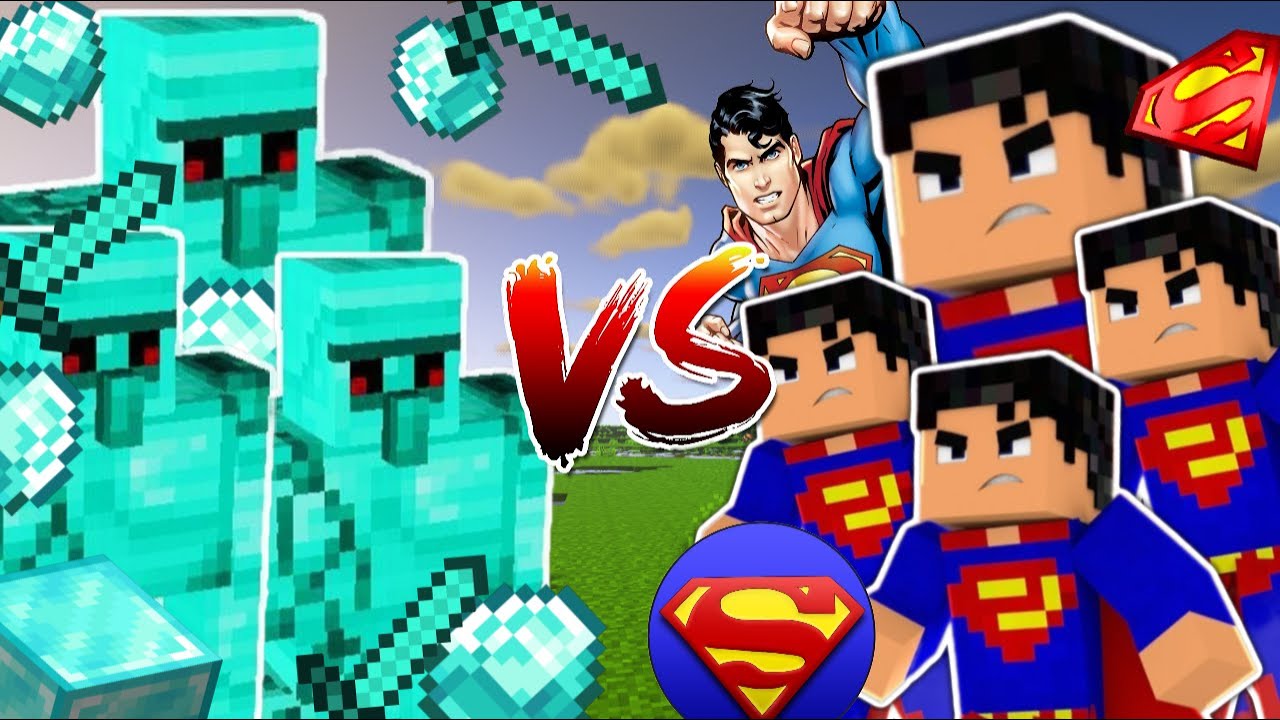 Minecraft Battle: SuperMan Vs Diamond Golems - YouTube
