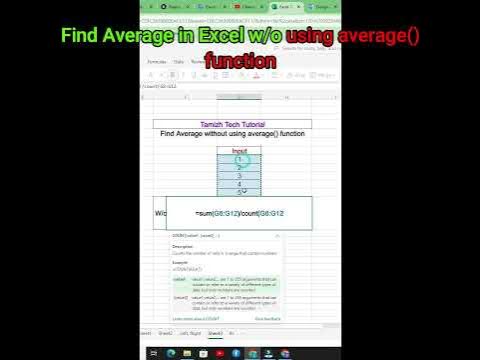 Excel Tips - Find Average in Excel without using Average Function (தமிழில்) #shorts - YouTube
