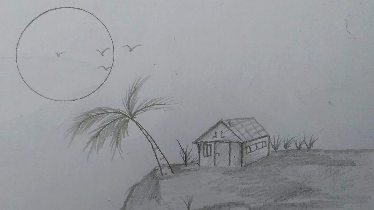how to draw a house in the daytime step by step - YouTube
