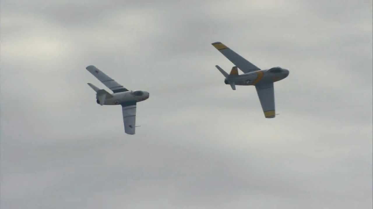 2011 Aviation Nation - F-86 vs. MIG-15 Dogfight - YouTube