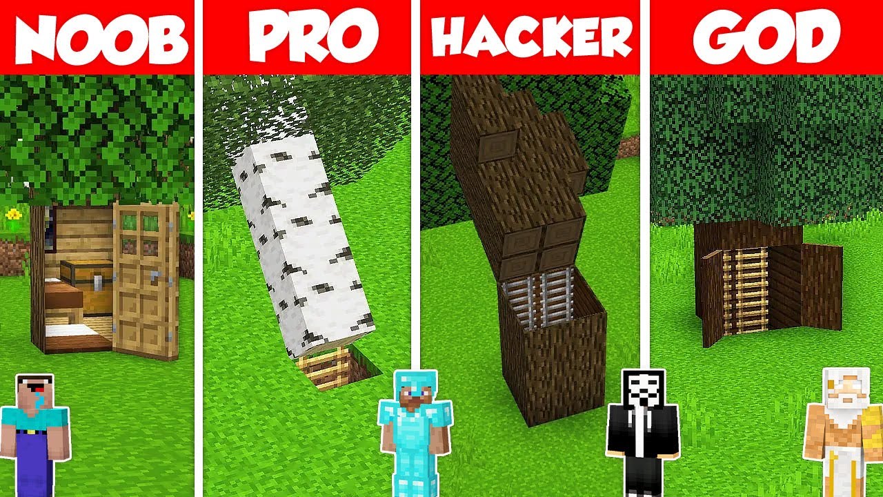 SECRET INSIDE TREE BASE BUILD CHALLENGE - Minecraft Battle: NOOB vs PRO ...