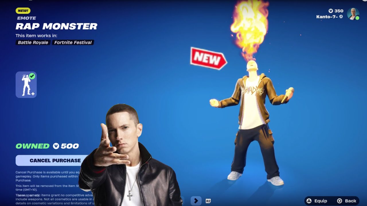 New "Rap Monster" Emote (Eminem - Godzilla ft Juice WRLD) - YouTube