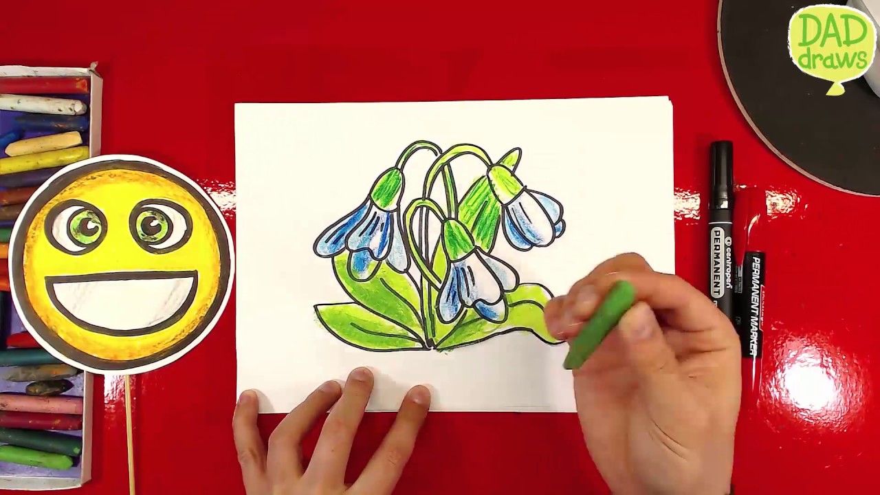 How to draw a snowdrop - YouTube