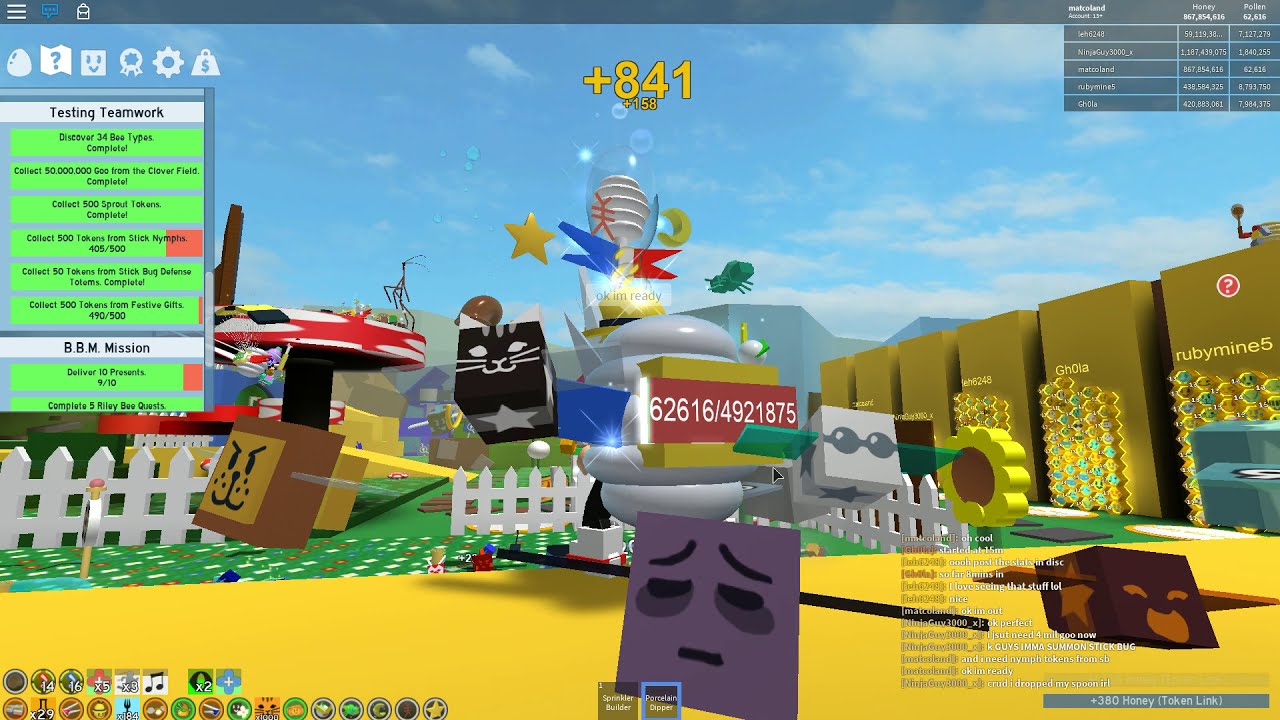 Bee Swarm Simulator - Killing Stickbug And Finishing Testing Teamwork ...