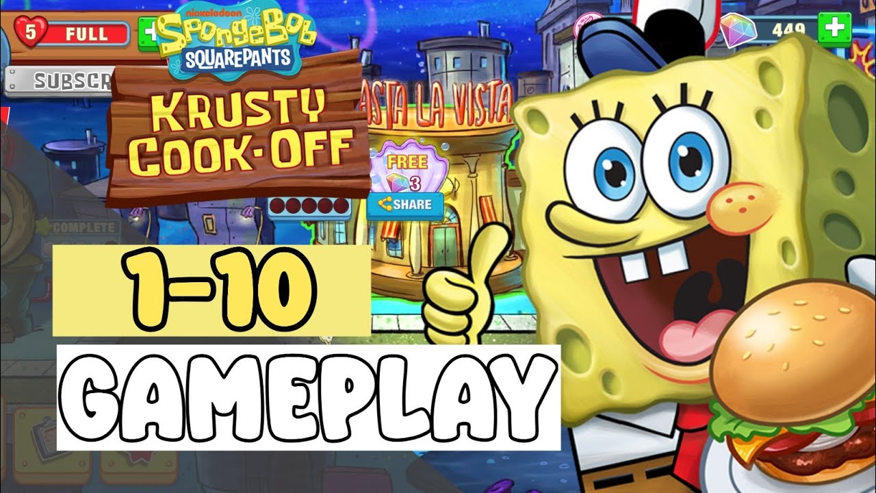 PASTA LA VISTA NEW KELP CITY Level 1-10 - SpongeBob: Krusty Cook-Off - Gameplay Walkthrough ...