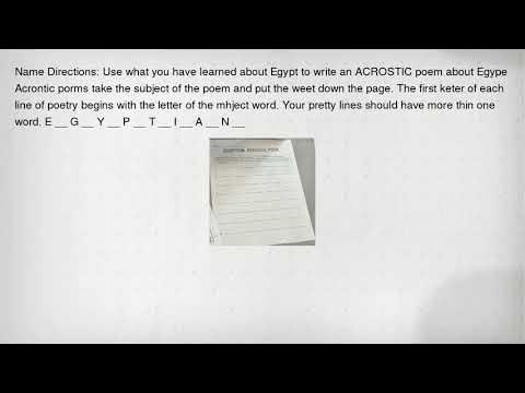 Name Directions: Use what you have learned about Egypt to write an ...