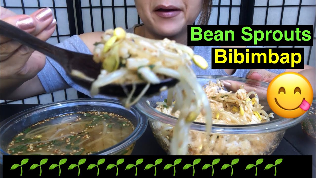 ASMR HOW TO MAKE & EAT KOREAN TRADITIONAL “BEAN SPROUT BIBIMBAP” SPEAKING KOREAN #먹방 #콩나물비빔밥 ...