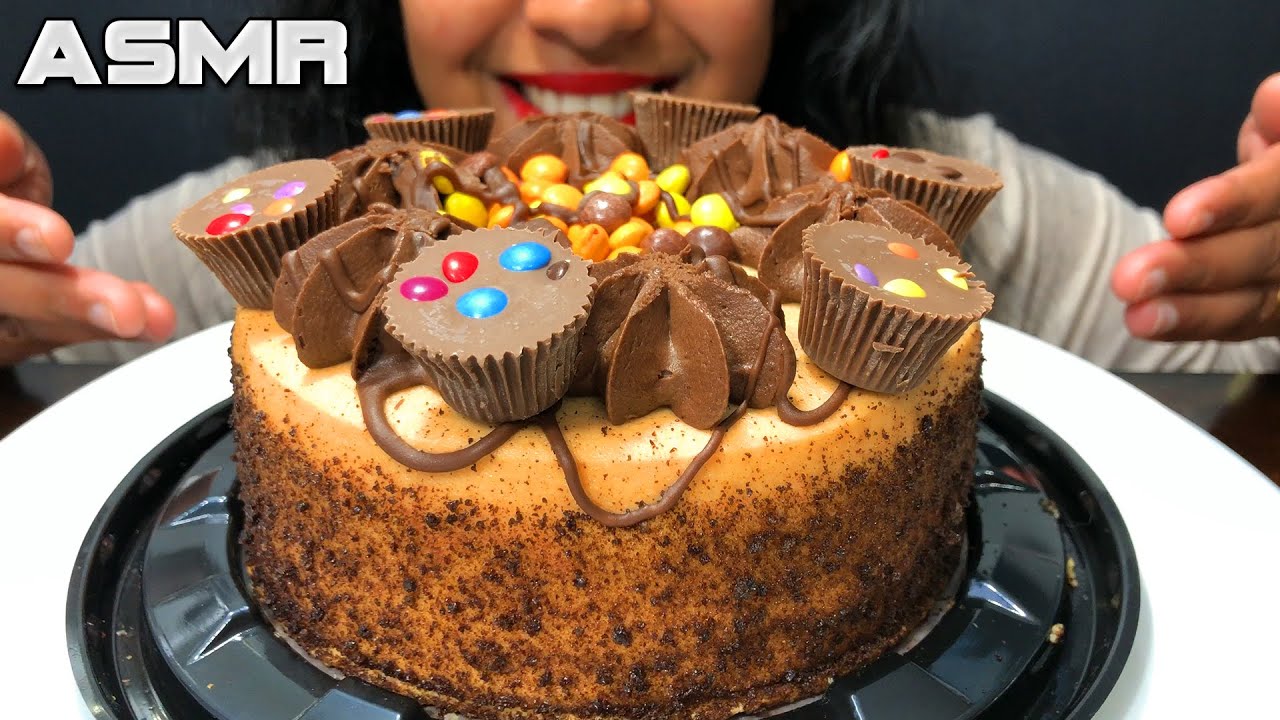 REESE CHOCOLATE CAKE ASMR | ASMR REESE CHOCOLATE CAKE MUKBANG | EATING ...