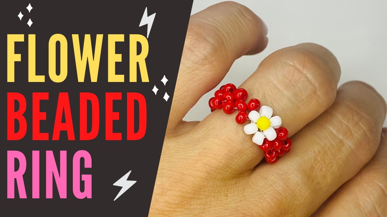 How to Make Flower Beaded Ring - Daisy Ring with Beads - YouTube