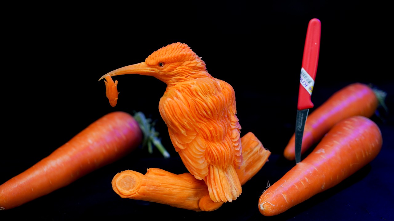 How to make King Fisher Bird out of Carrot | AV Vegetable Carving Art ...