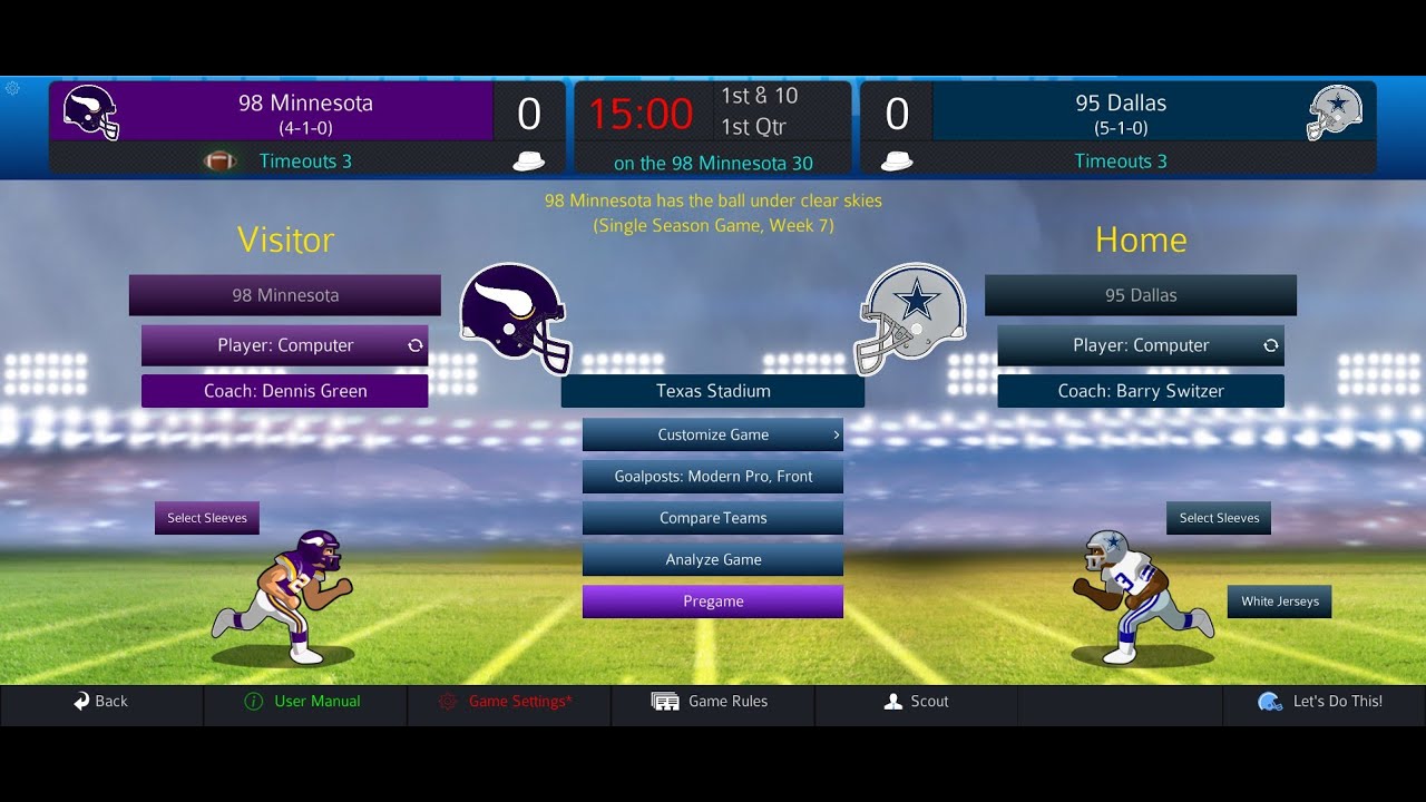 NFL Creator's Cup: Week 7: 98 Minnesota (4-1) at 95 Dallas (5-1) - YouTube