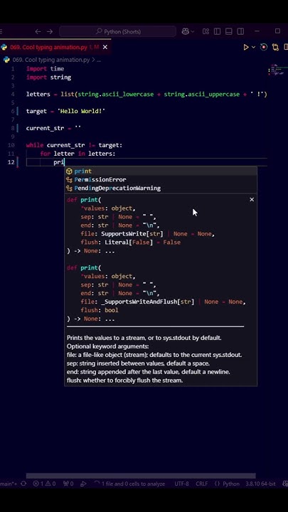 Coolest Typing Animation using Python #shorts#python#viral#trending# ...