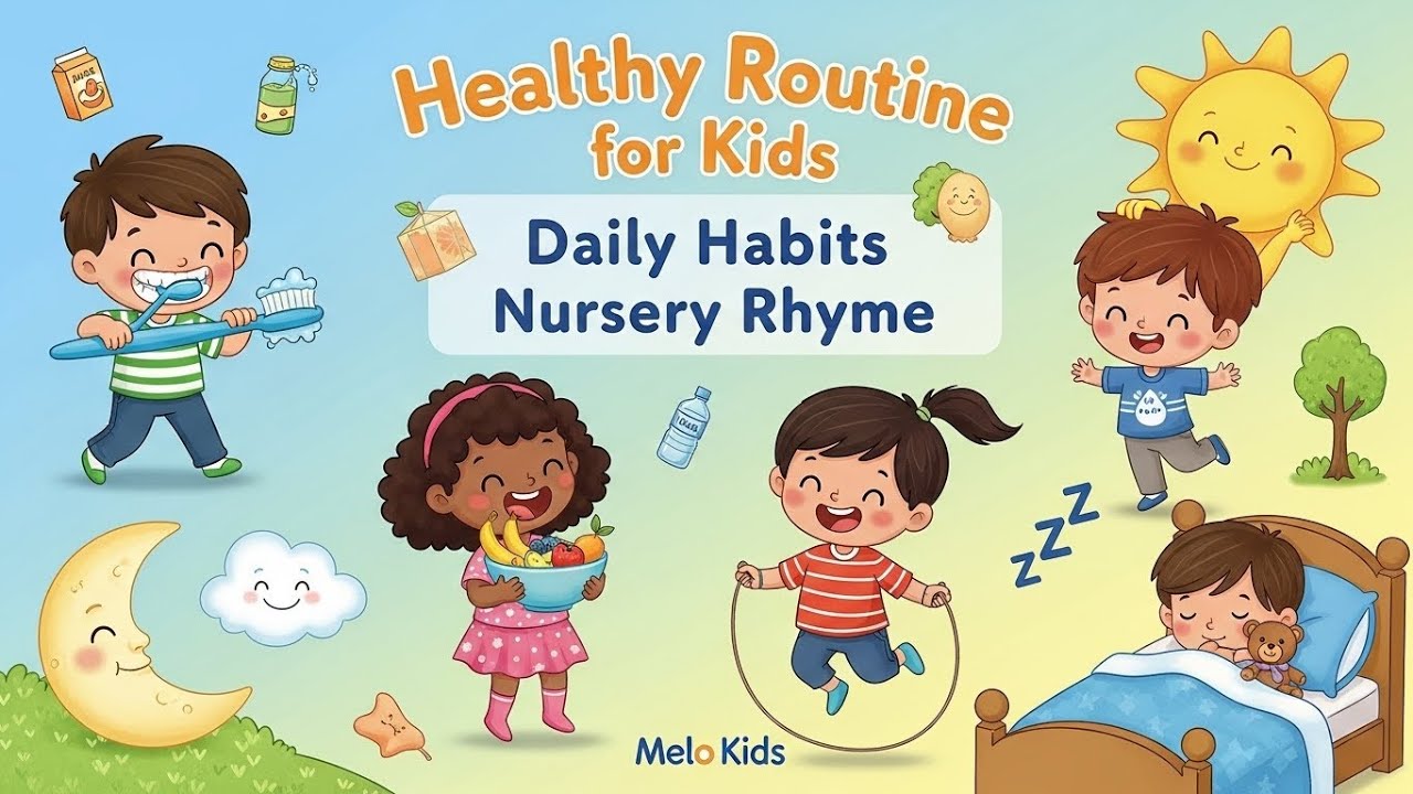 Healthy Routine for Kids | Daily Habits Nursery Rhyme | Melo Kids - YouTube