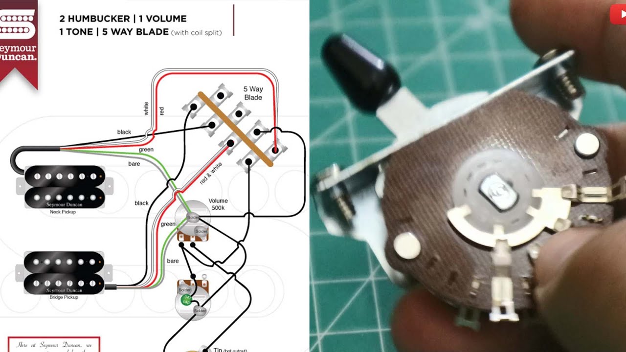 5 WAY SWITCH FOR GETTING COIL SPLIT IN SEYMOUR DUNCAN HUMBUCKER PICKUP ...