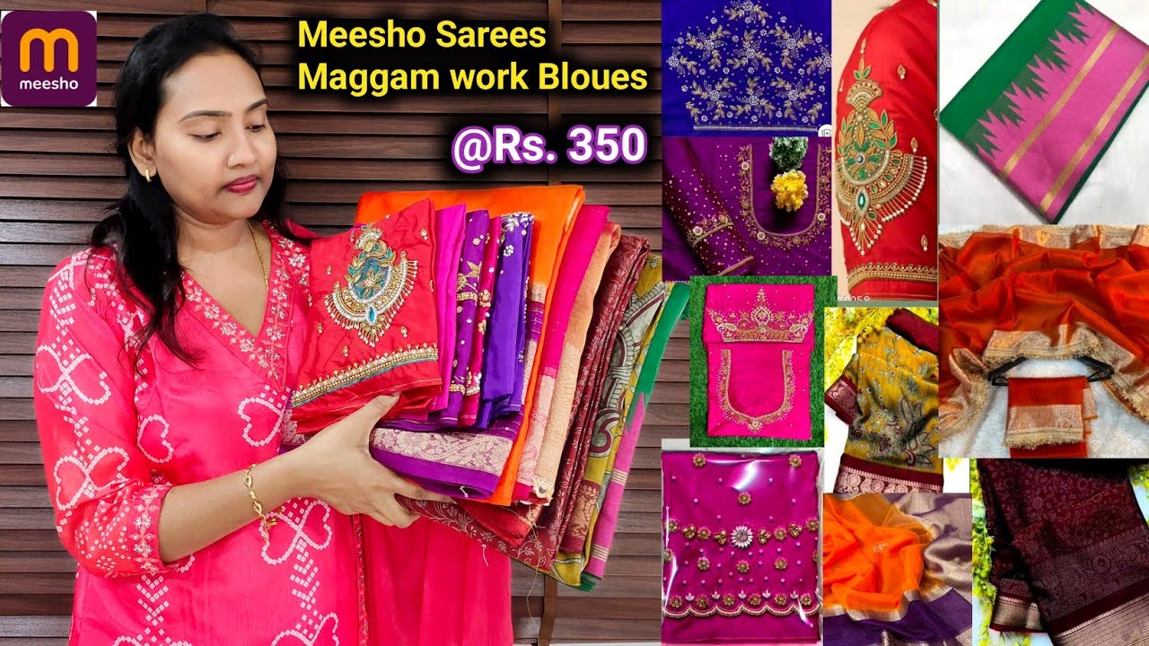 Meesho Maggam work Blouses & Sarees Collection👌Rs.350 నుండి Work ...