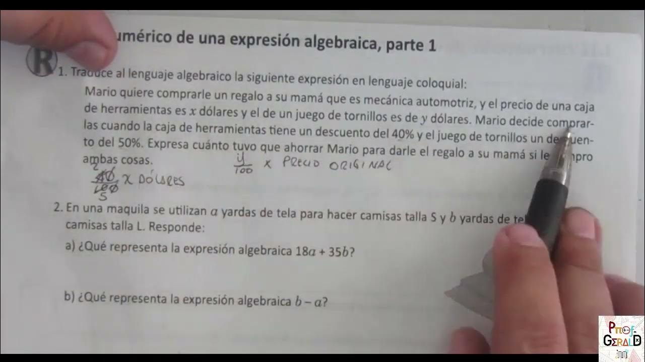 1.14 VALOR NUMERICO DE UNA EXPRESION ALGEBRAICA PARTE I 7º GRADO ...