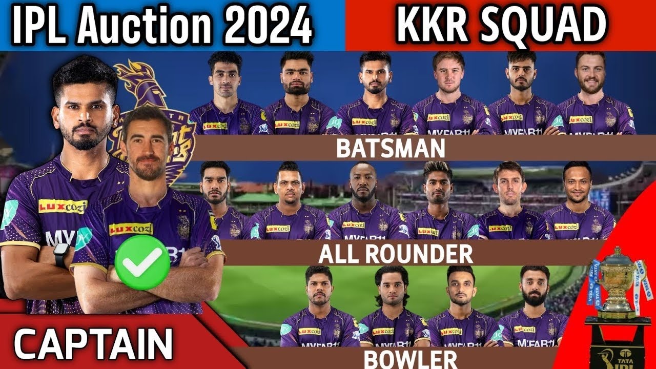 IPL Auction 2024 | Kolkata Knight Riders Team Final Squad | KKR Team ...