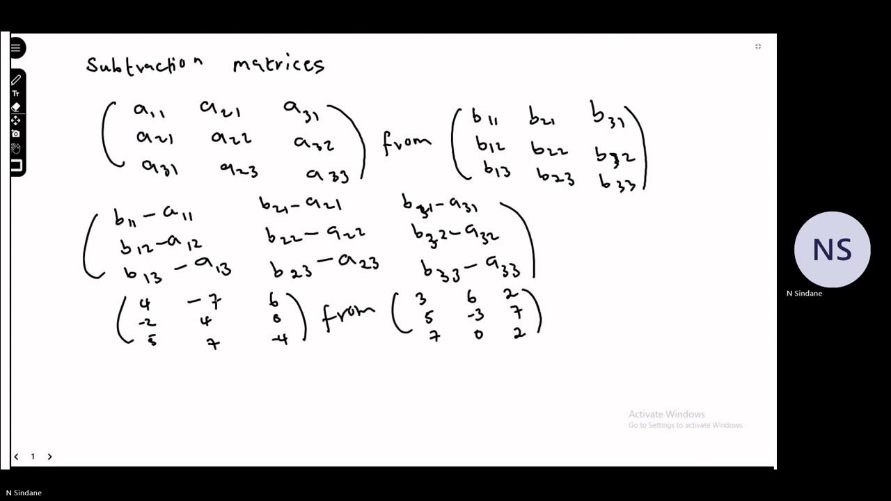 subtraction of matrices - YouTube