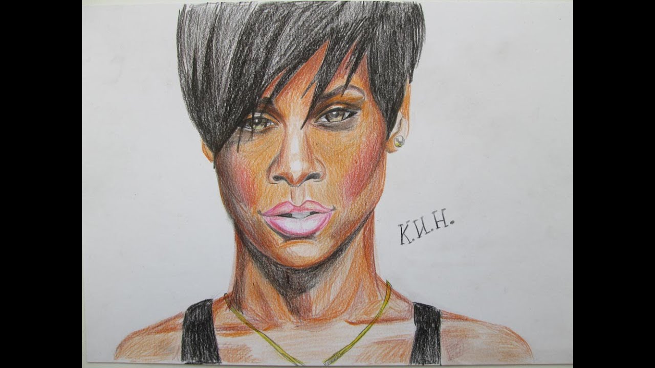 how to draw Rihanna! -как нарисовать Рианну! 如何繪製蕾哈娜（Rihanna） - YouTube