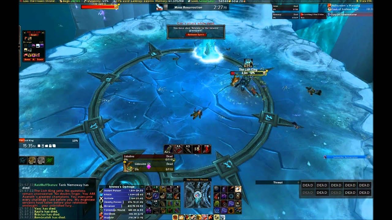 Ledge Boss Heroic Lich King Kill - 10 Man - part 2 - YouTube