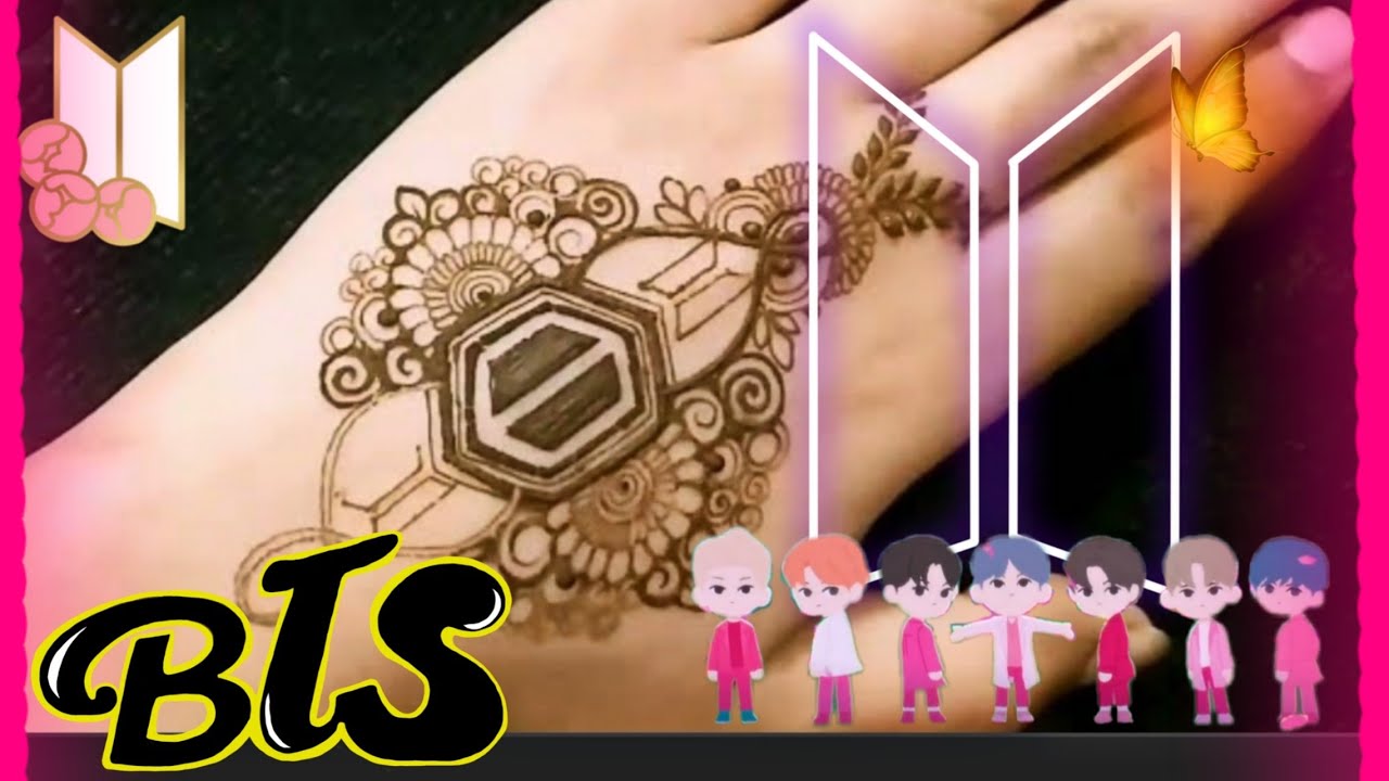 BTS MEHNDI DESIGN FOR ARMY|| bts army Mehndi Design ||bts tattoo ||bts ...