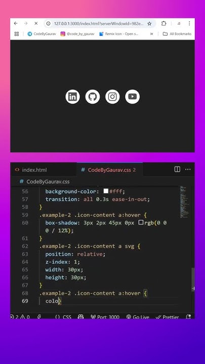 Social icon with Hover Animation using HTML & CSS #webdevelopment #coding #animation #shorts ...